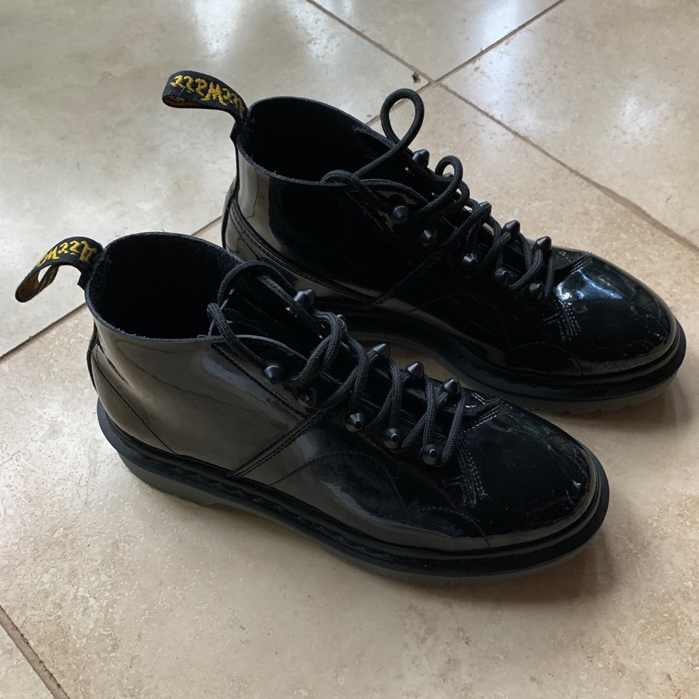 Dr. Martens Church Stud Black Patent Leather Boots Us… - Gem